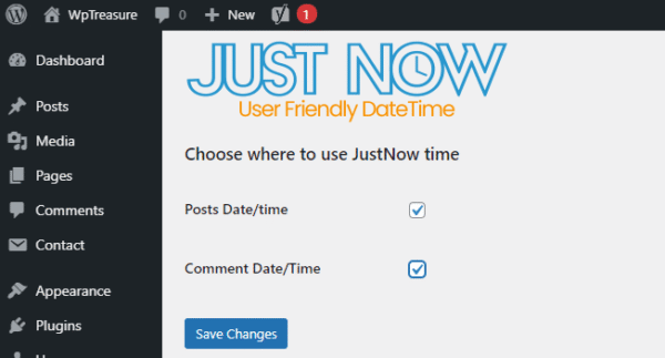 Plugin to display Time Ago instead of Post date - Just Now